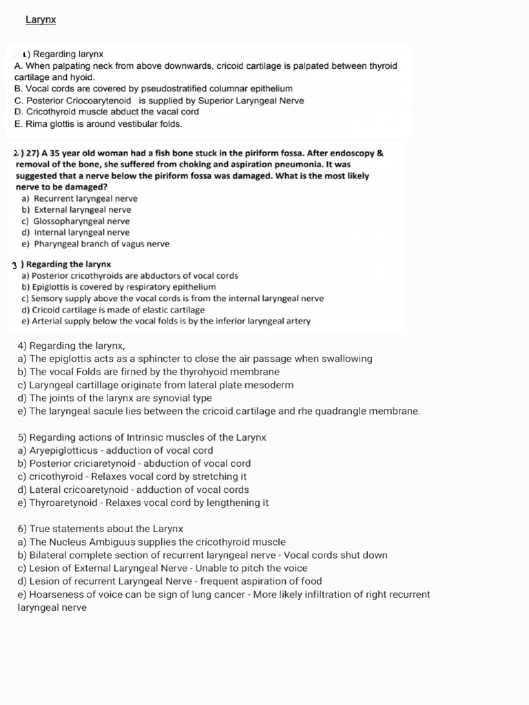 BAT - Larynx, Nasal Cavity, Paranasal Sinuses, Thyroid | PDF