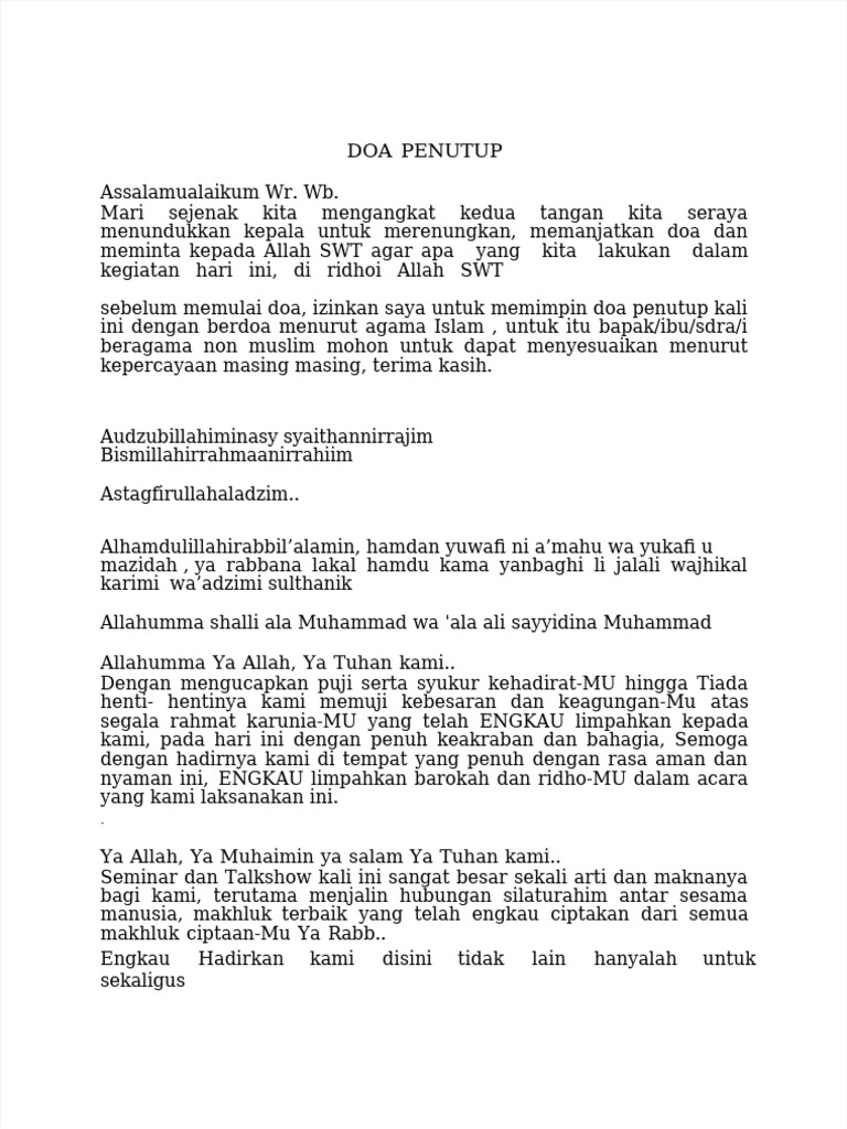 PDF Doa Penutup Acara Seminar Compress | PDF