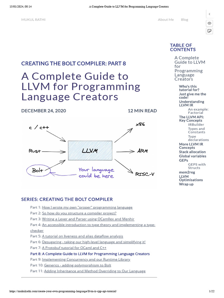 A Complete Guide To Llvm For Programming Language Creators Pdf Pointer Computer Programming