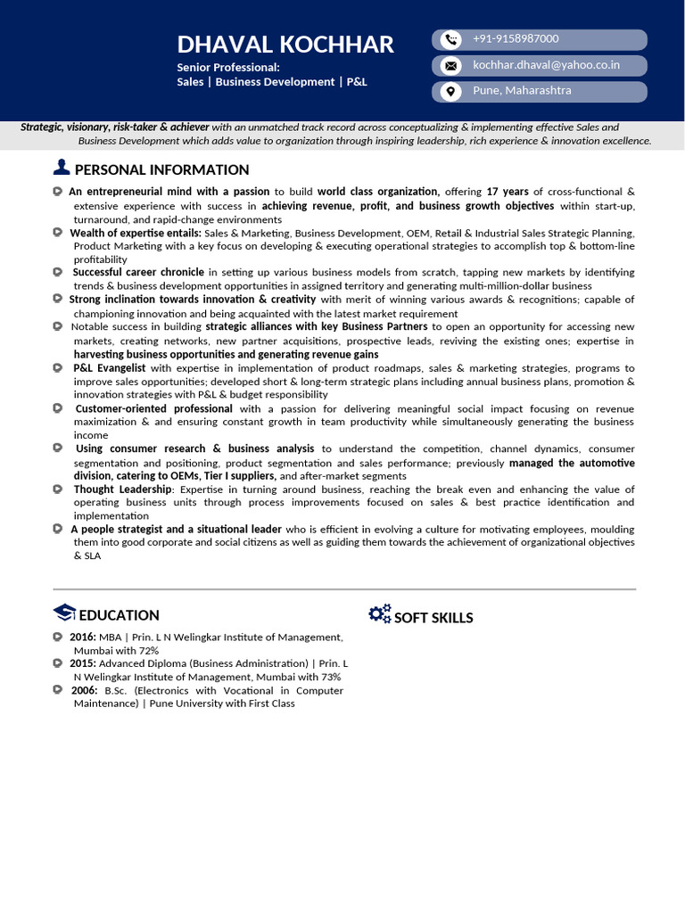 Dhaval_Sales Head | PDF | Marketing | Sales