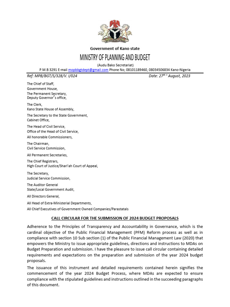 2024-budget-call-circular | PDF | Taxes | Budget