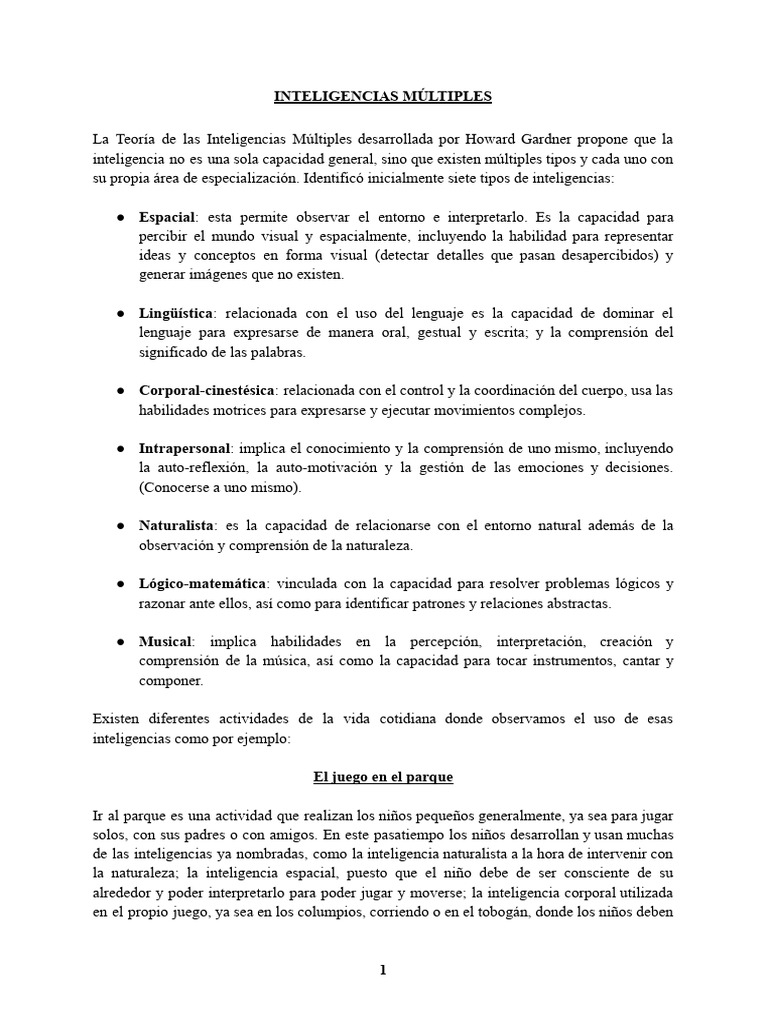 Inteligencias Multiples | PDF | Neurociencia | Psicología cognitiva