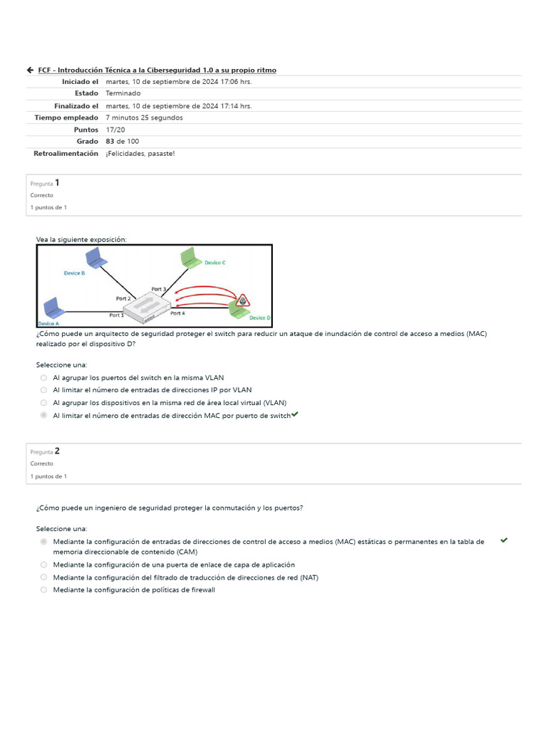 Cuestionario - Red Segura - Intento de Revisión 2 | PDF | Computer Network | Firewall (Computing)