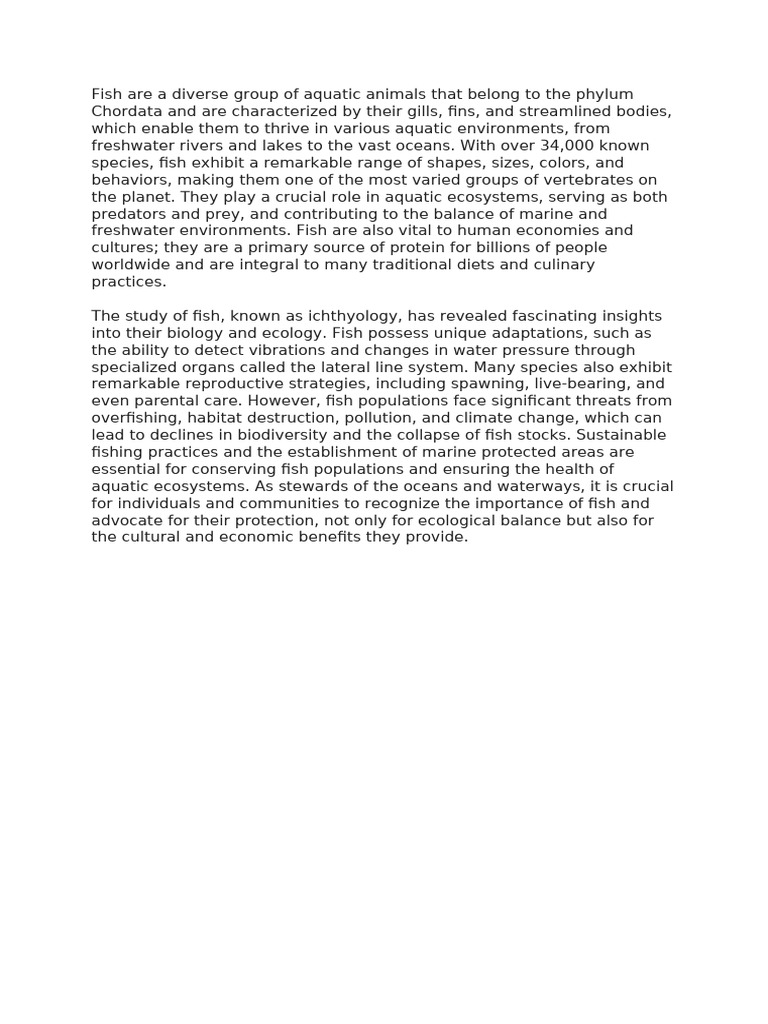 Fish Are A Diverse Group of Aquatic Animals That Belong To The Phylum ...