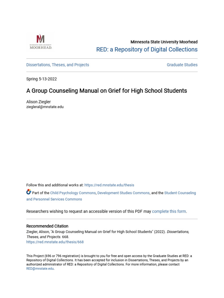 Grief Counseling Manual for Teens | PDF | Grief | Adolescence