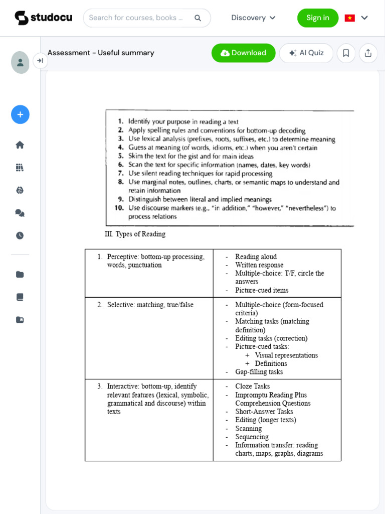 Assessment - Useful Summary - Chapter 6. Assessing Listening I. There Are 3 Factors That Need To ...
