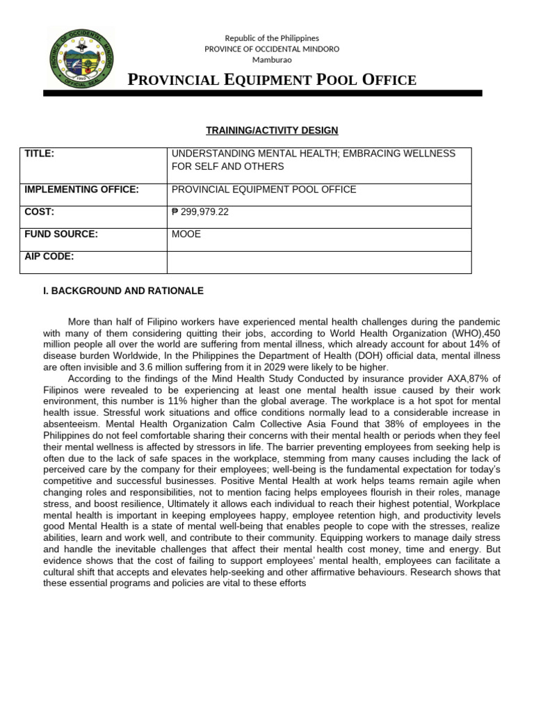 Training Activity Design - TEAM Building 2024 | PDF | Mental Health ...