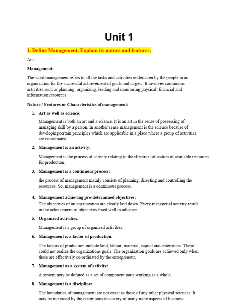 MS Unit 1 Ans | PDF | Business Economics | Business