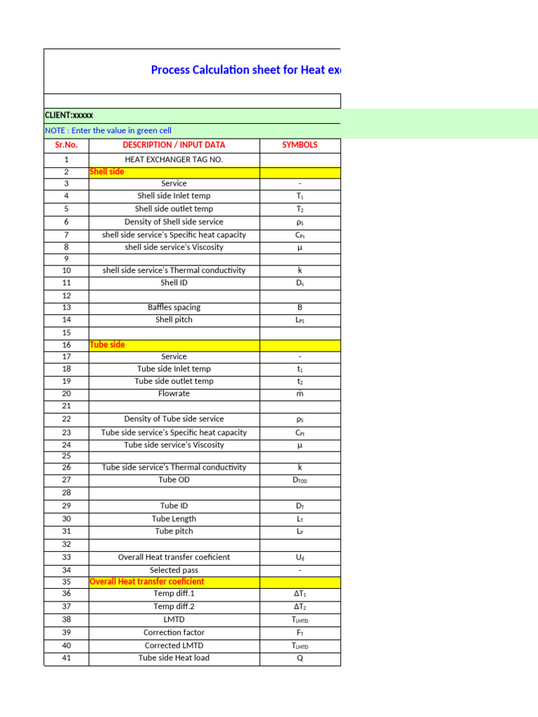 Heat Exchanger Design Calculation Sheet | PDF | Heat Exchanger | Friction