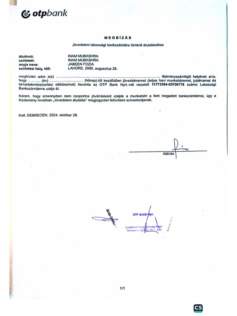 INAM Bank Details | PDF