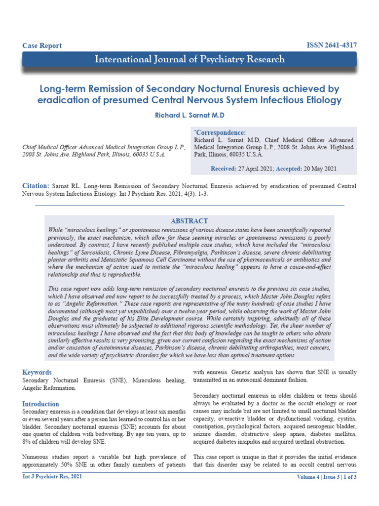 Longterm Remission of Secondary Nocturnal Enuresis Achieved by ...