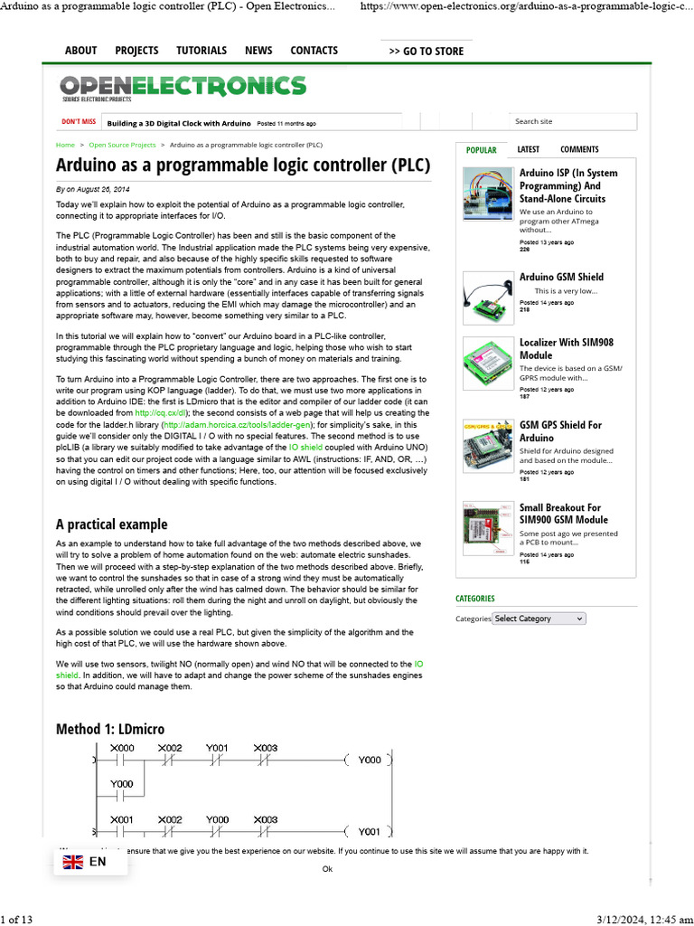 Arduino as a programmable logic controller (PLC) - Open Electronics ... Arduino as a programmable logic controller (PLC) - Open Electronics ...