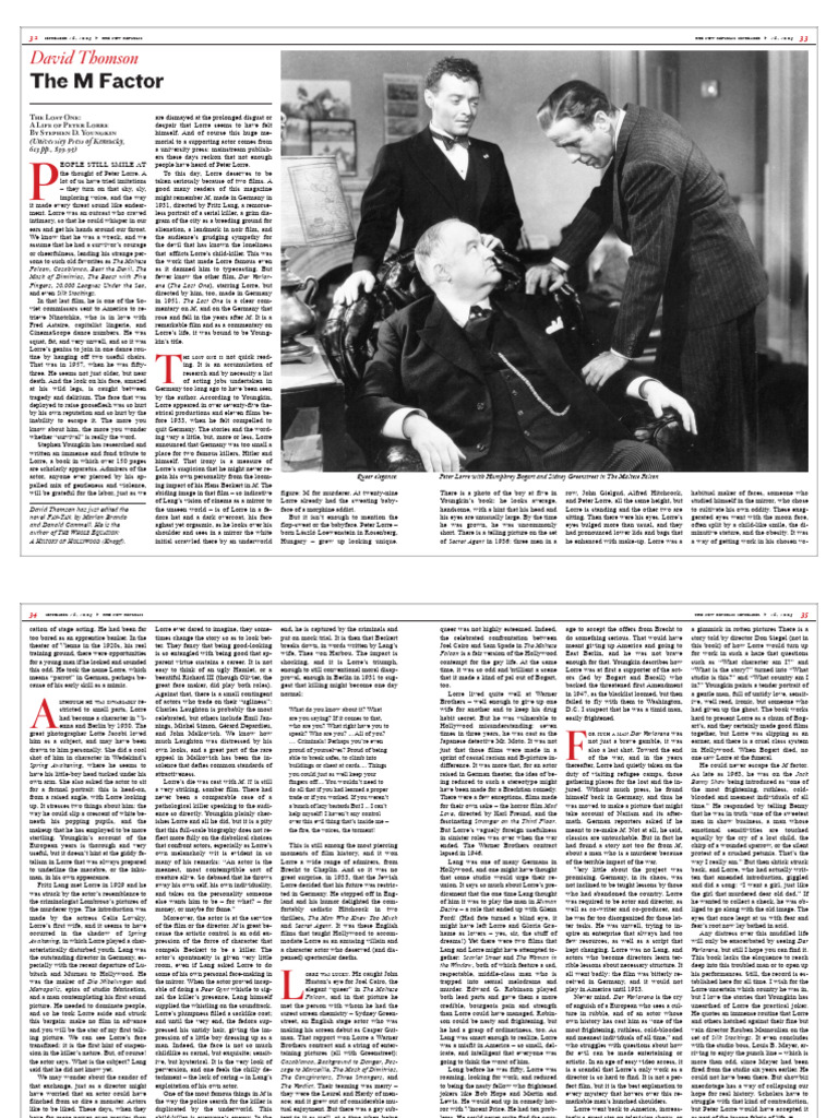 David Thomson On Peter Lorre | PDF