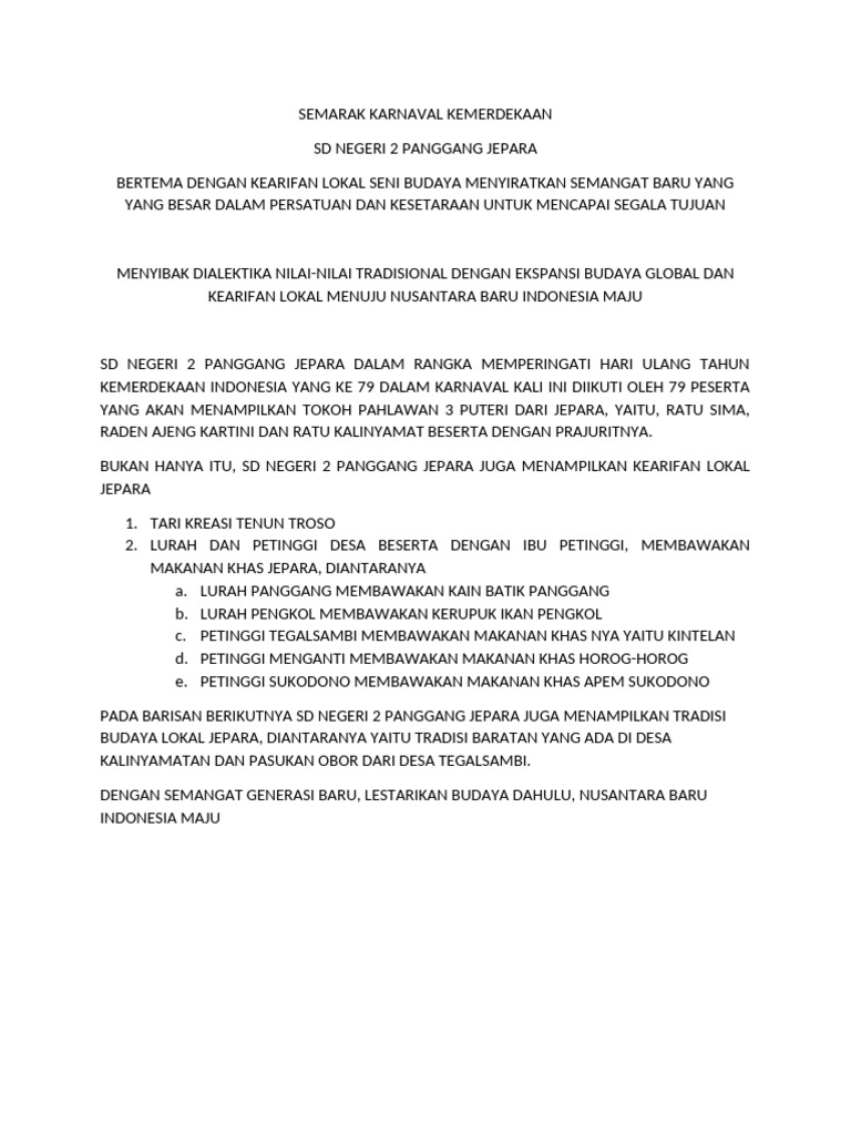 NARASI KARNAVAL KEMERDEKAAN | PDF