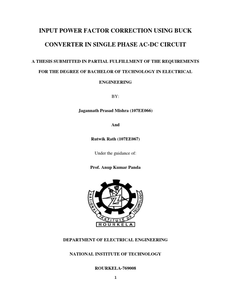 PFC Using Buck Converter in Single Phase AC-DC Circuits | PDF ...