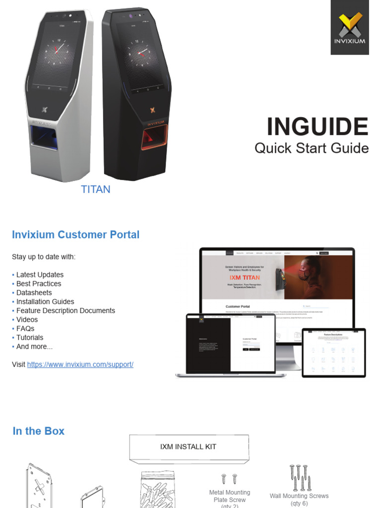 Invixium TITAN Quick Start Guide | PDF | Usb | Hdmi