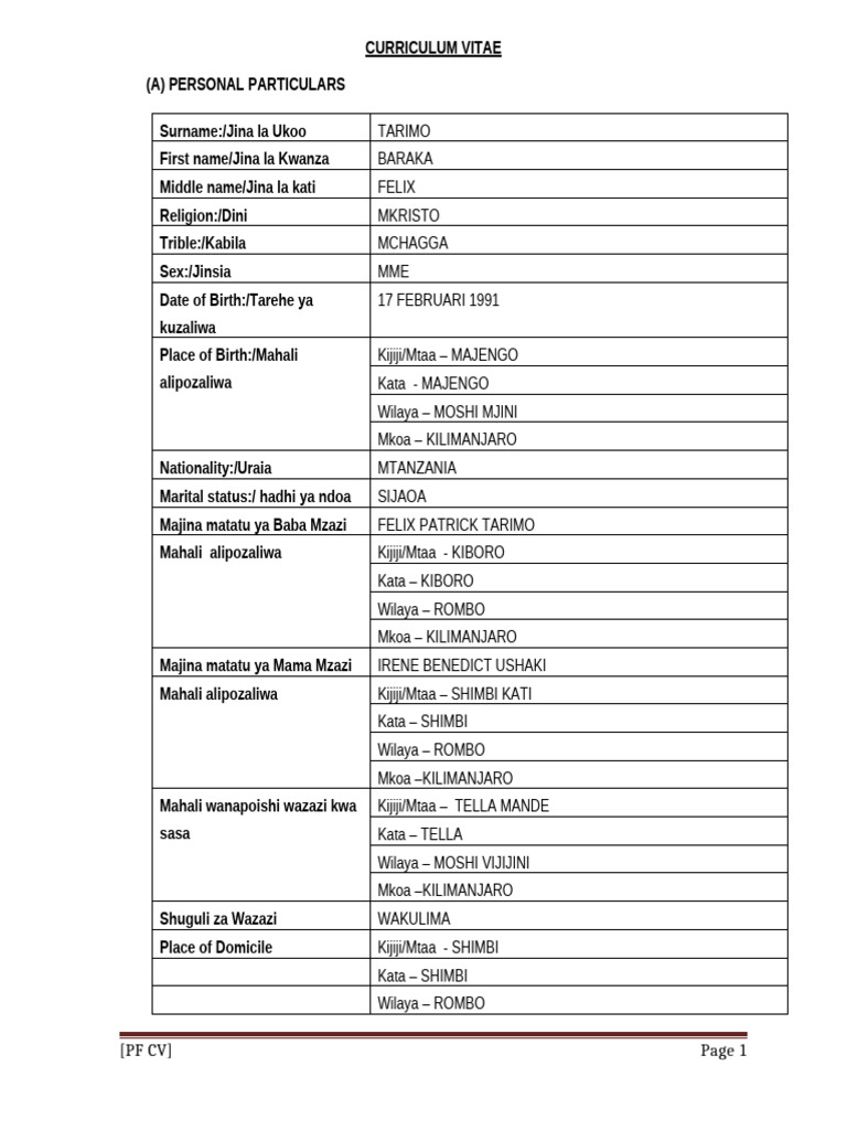 CV - Format | PDF