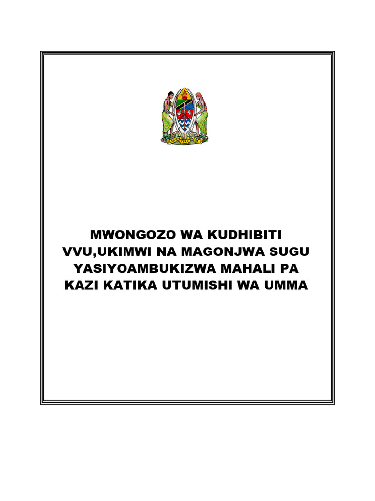 Mwongozo Wa Kudhibiti Vvu, Ukimwi Na Magonjwa Sugu Yasiyoambukizwa ...