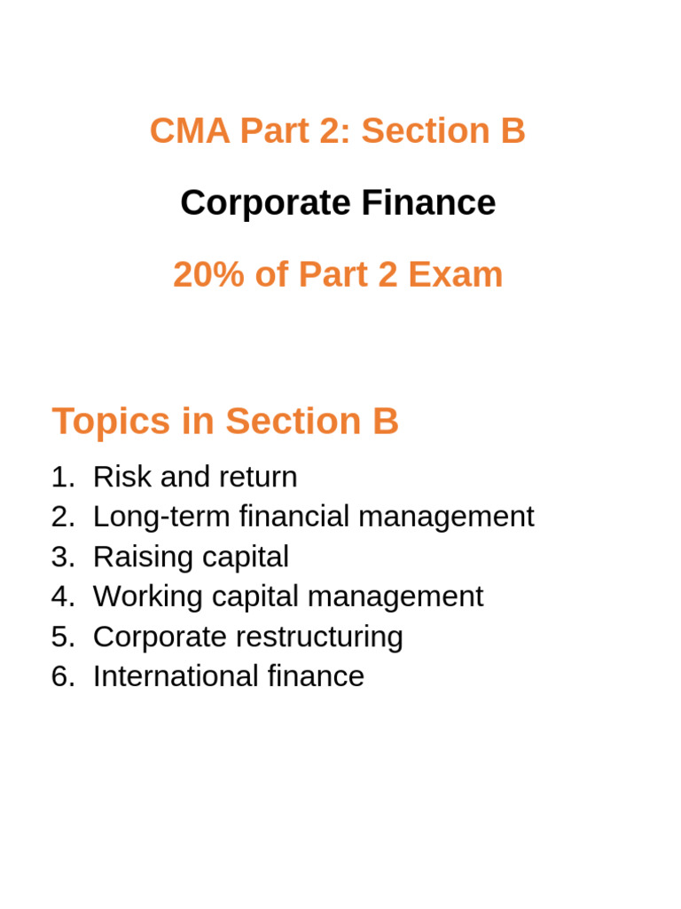 CMA P2 B Introduction | PDF