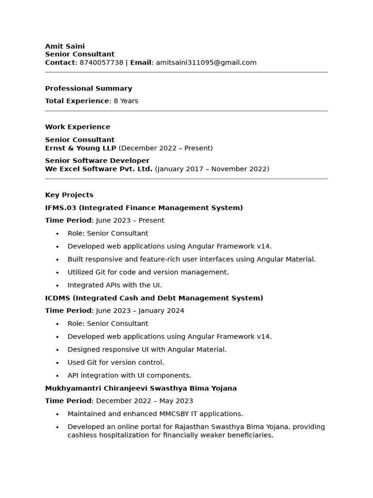 Amit Saini Resume | PDF | Computing | Software Engineering