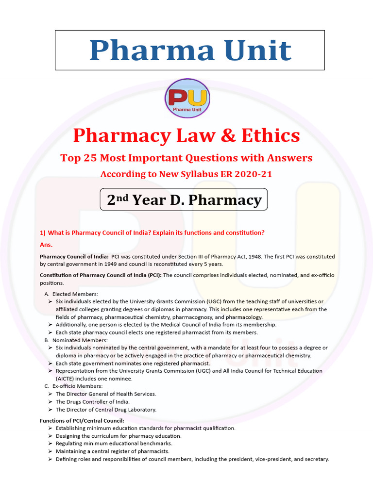 Key Questions in Pharmacy Law & Ethics | PDF | Clinical Trial | Phases ...