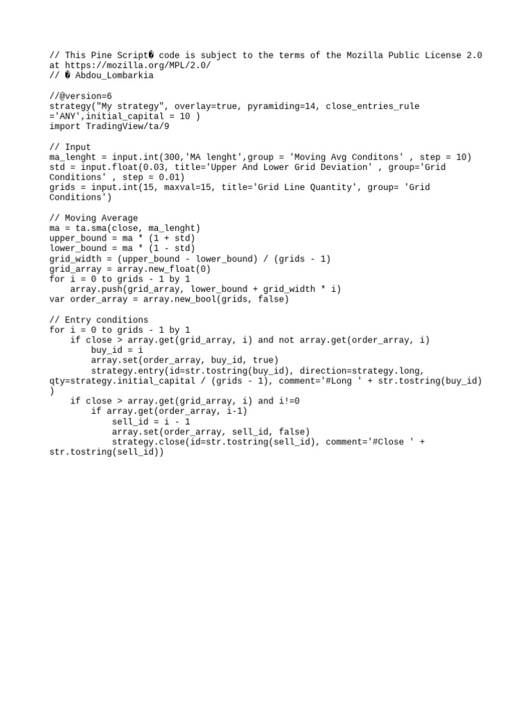 Pine Script Trading Strategy Code | PDF