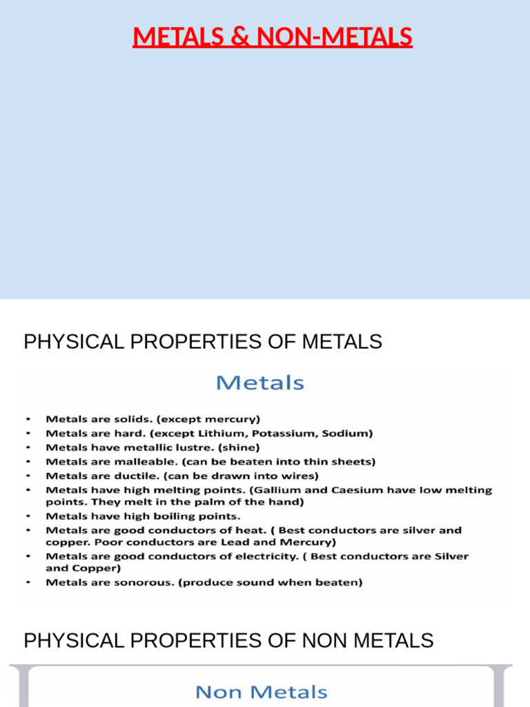 Metals & Non-Metals | PDF