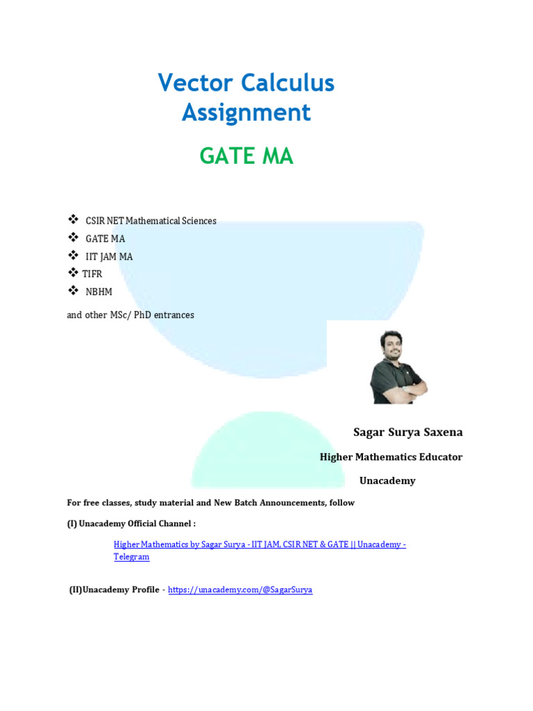 Vector_Calculus_Assignment_-_GATE_2025-1 | PDF Vector_Calculus_Assignment_-_GATE_2025-1 | PDF