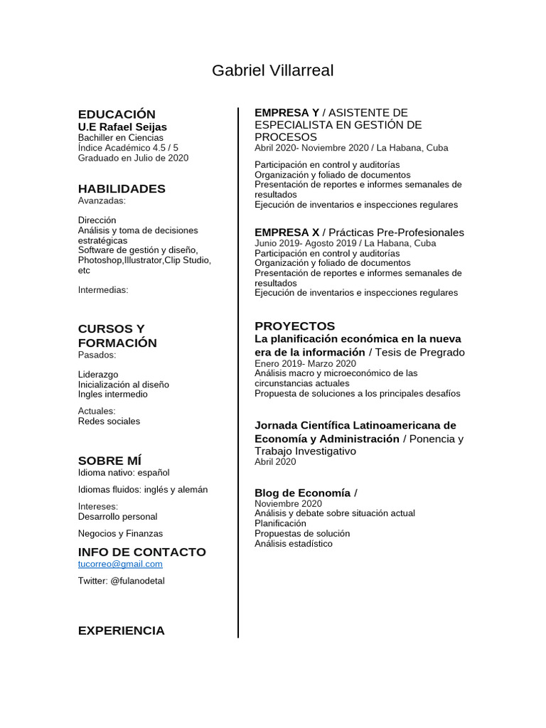 Plantilla de Curriculum Por Michel Aragón | PDF