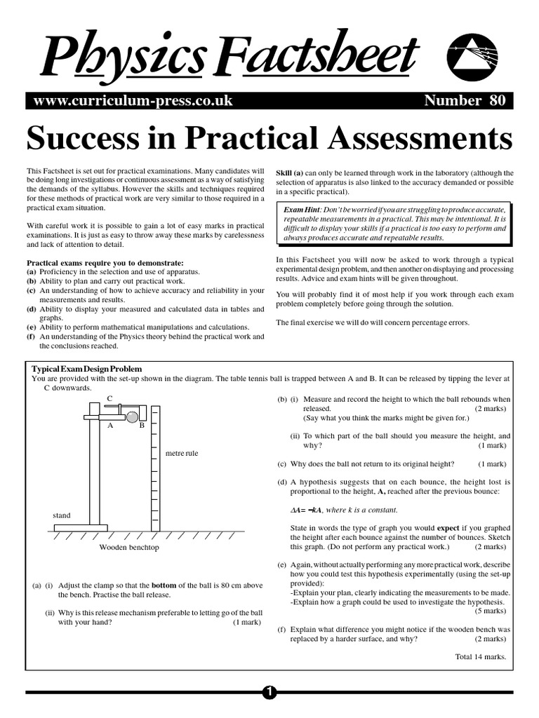 80 Success in Practical Assessments Helpsheet | PDF | Significant Figures | Capacitor