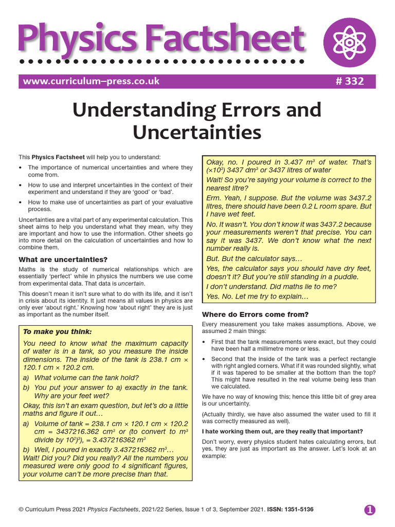 332 Understanding Errors and Uncertainties | PDF | Significant Figures | Uncertainty
