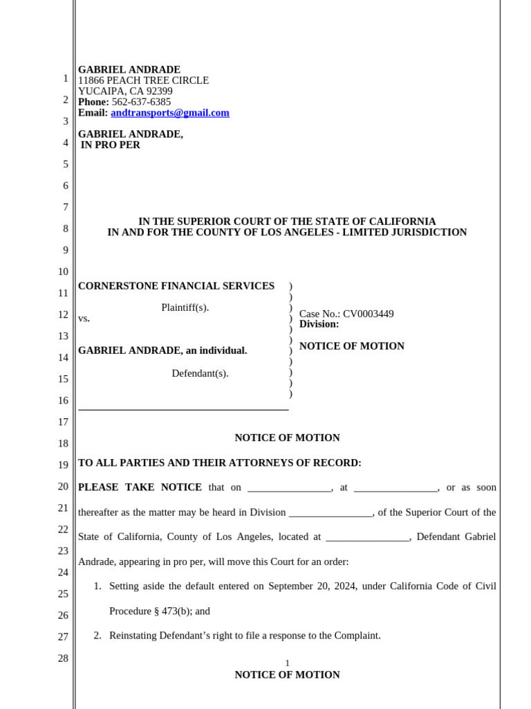 notice of motion | PDF | Default Judgment | Pro Se Legal Representation ...