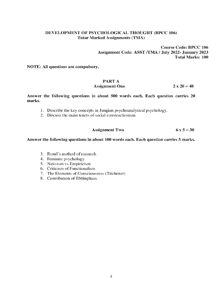 BPCC-106-EM-2022-23-CP | PDF | Analytical Psychology | Cognitive Science