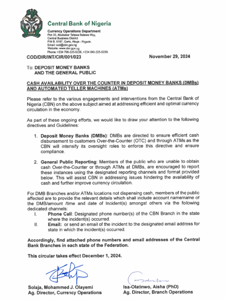 Circular On Cash Availability | PDF
