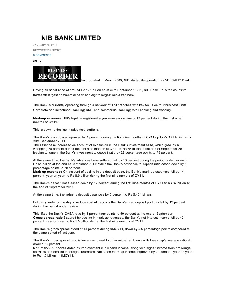 Nib Bank Limited | PDF | Mergers And Acquisitions | Banks