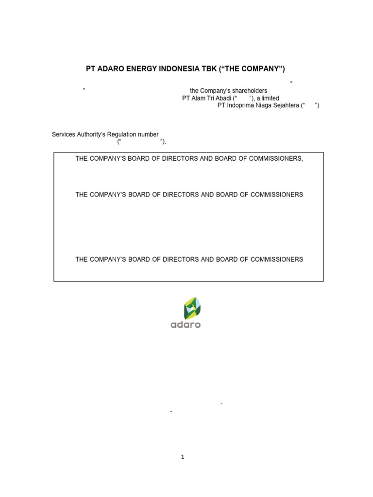2024 07 01 ADRO ENG Keterbukaan Informasi Transaksi Material | PDF | Real Estate Appraisal ...