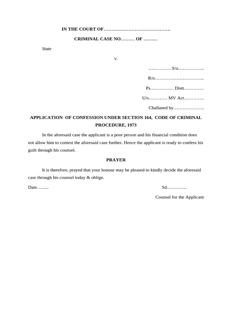 Application of Confession Under Sec 164 of CRPC | PDF