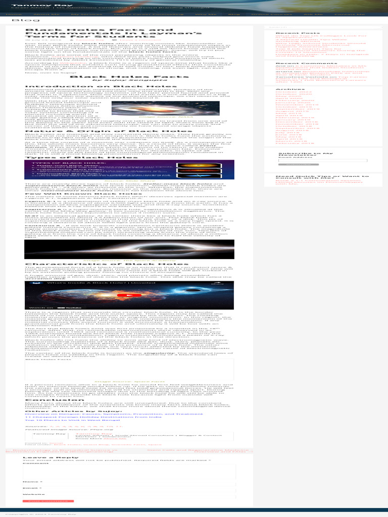 Black Holes Facts and Fundamentals in Layman's Terms For Students - Tanmoy Ray | PDF