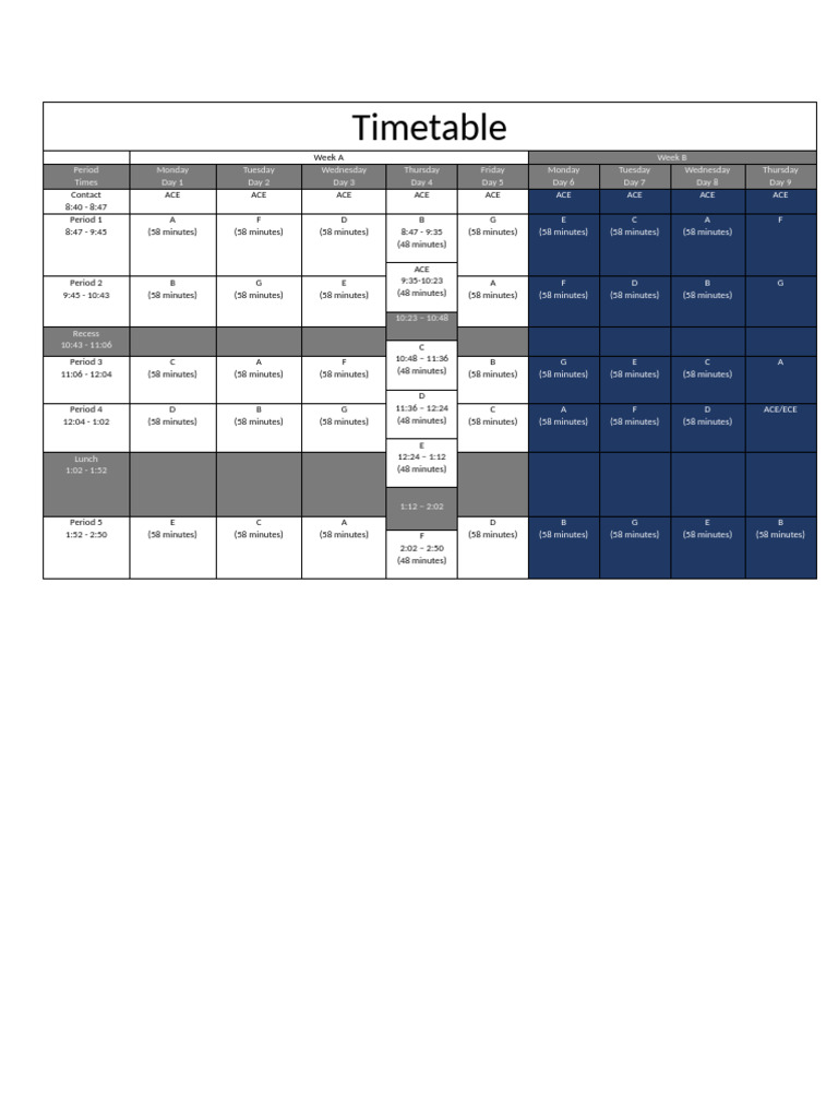 Timetable | PDF