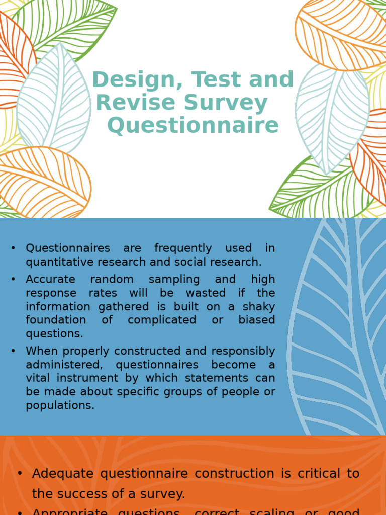 Design Test and Revise Survey | PDF | Survey Methodology | Questionnaire
