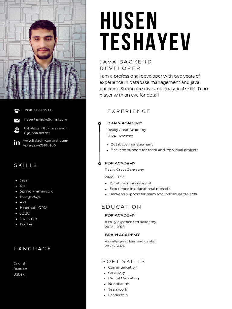 Java Backend Developer Resume | PDF