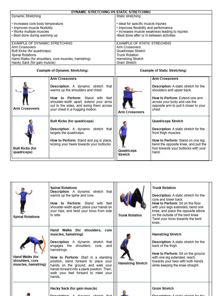 Dynamic vs Static Stretching Guide | PDF | Foot | Knee