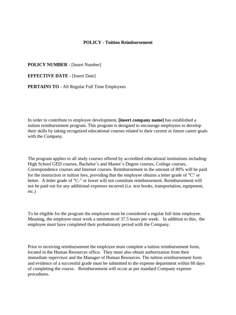 Tuition Reimbursement Policy | PDF