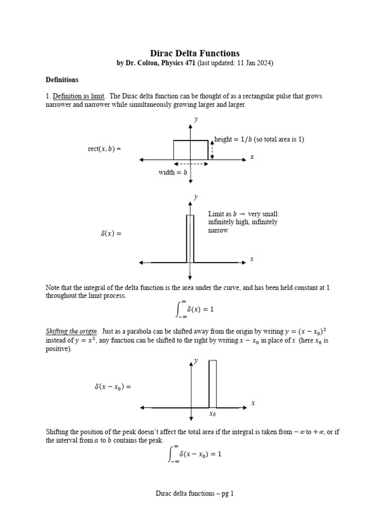 Phy471resources Dirac Delta Functions | PDF | Fourier Transform ...