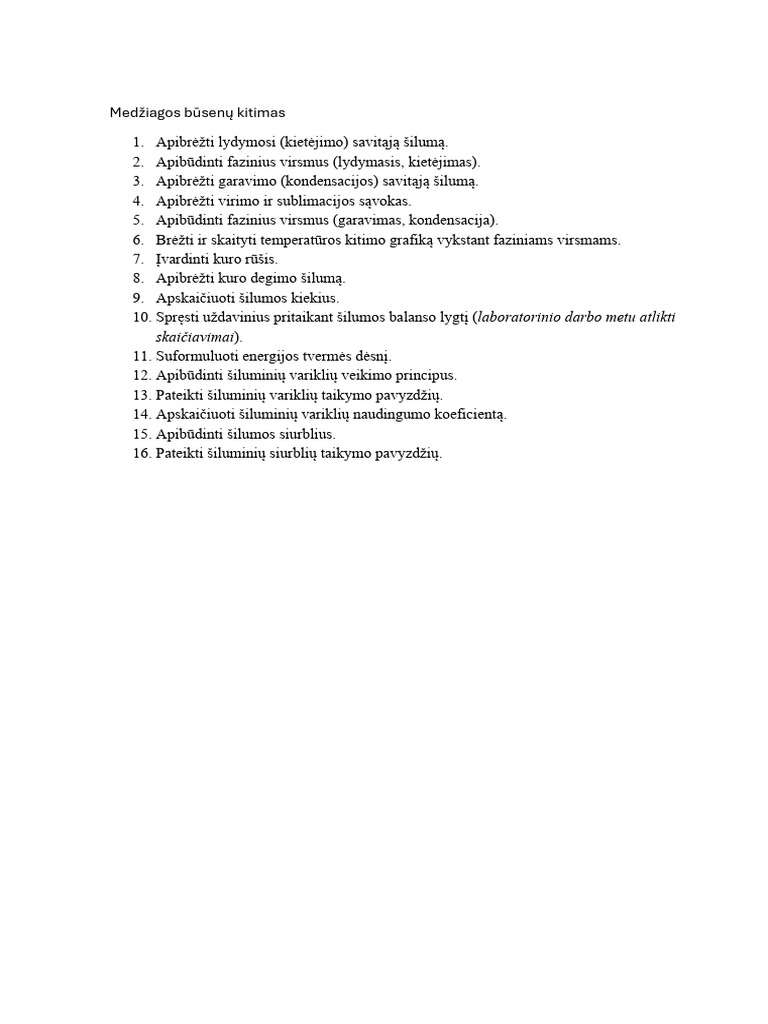 Medziagos Busenu Kitimas Siekiniai | PDF