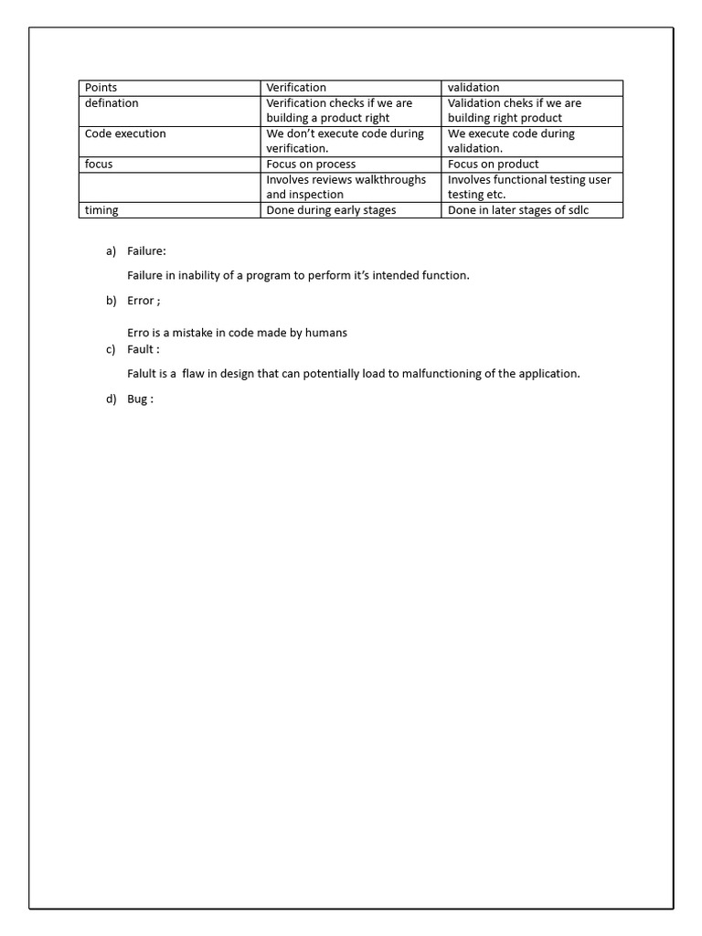 Verification vs. Validation in Software Development | PDF