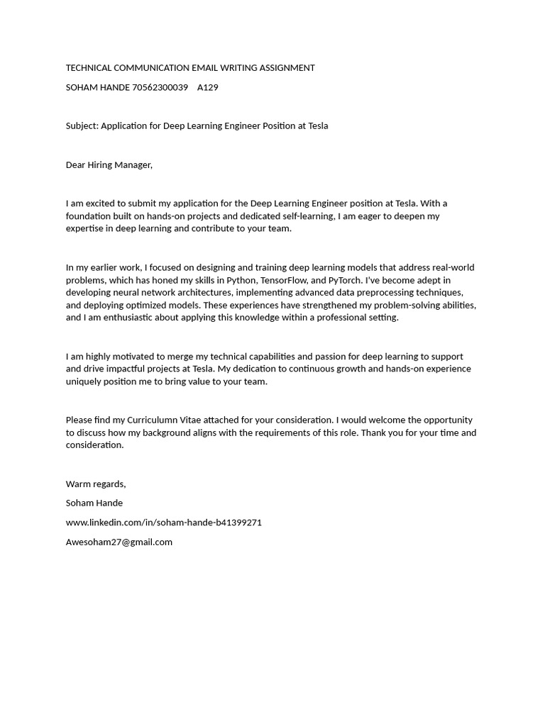 Technical Communication Email Writing Assignment | PDF