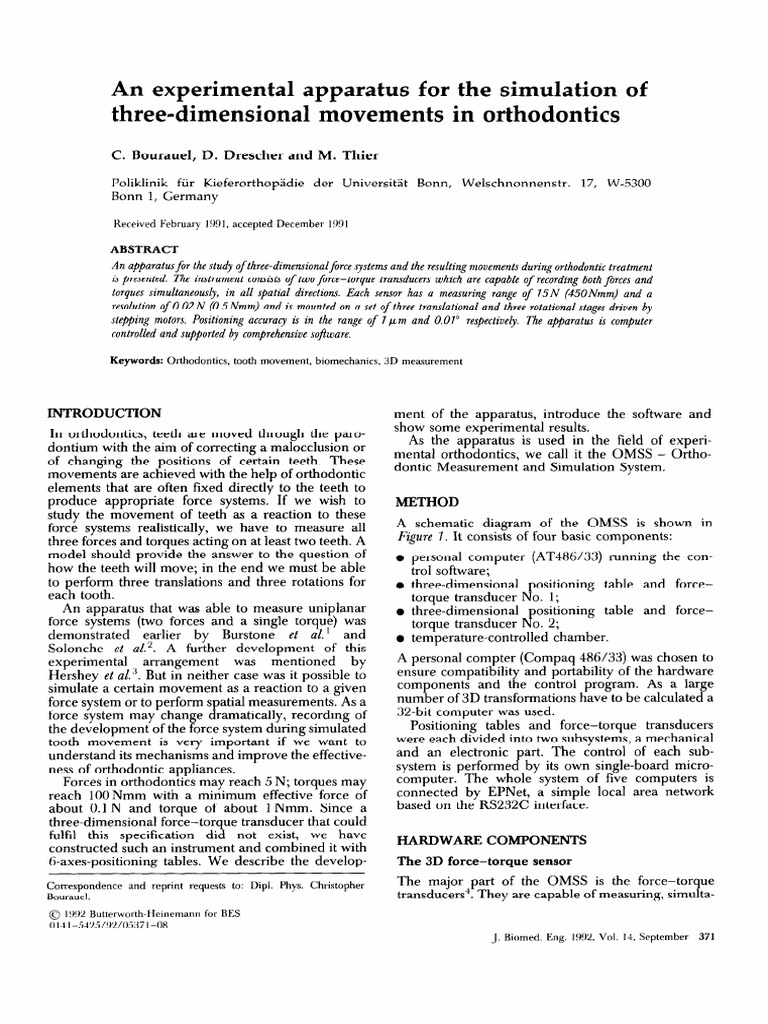 3D Orthodontic Movement Simulation System | PDF | Orthodontics | Force