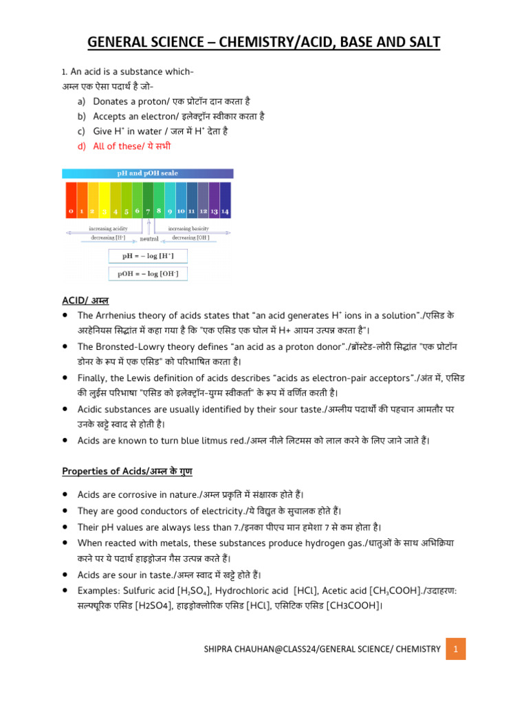 Chem 3 Acid Base and Salt | PDF