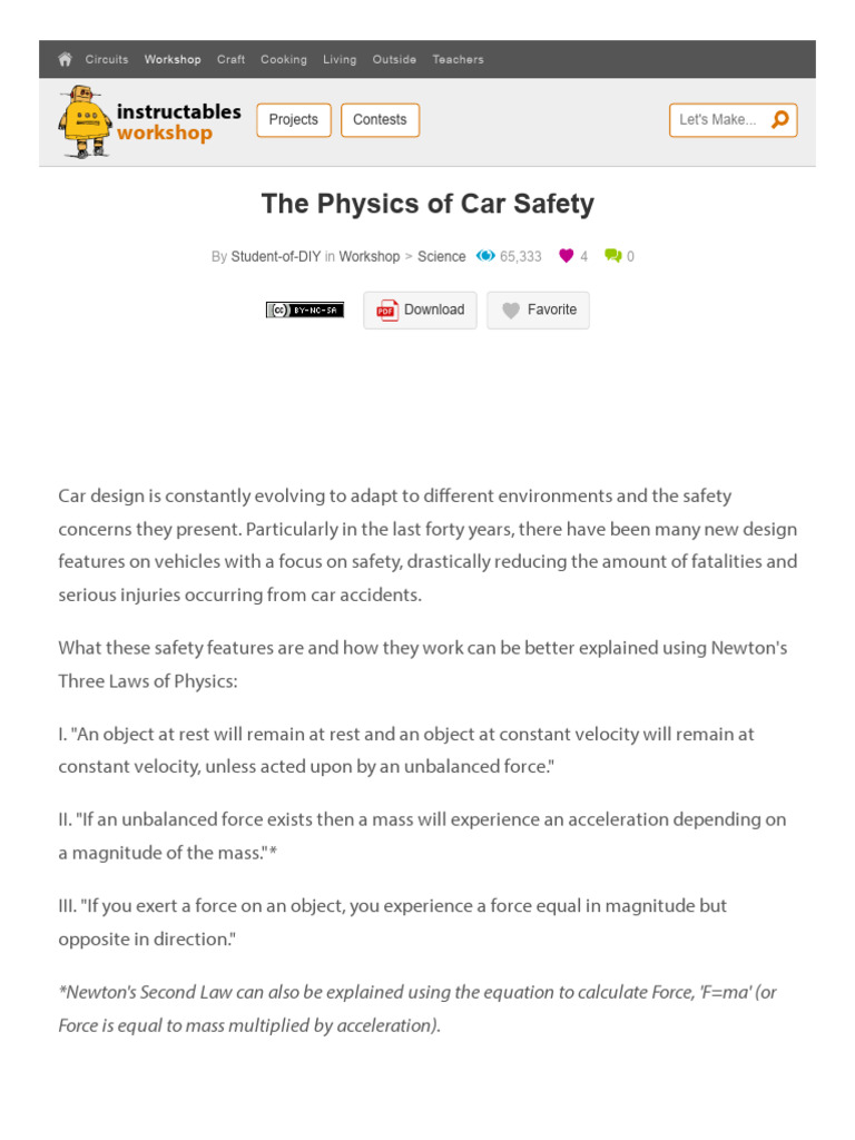 Car Safety Physics Explained | PDF | Force | Seat Belt